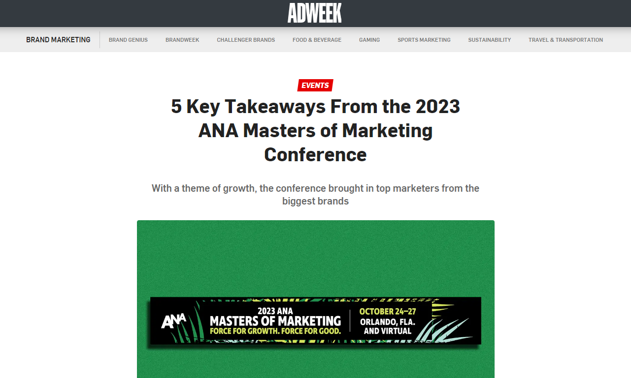5 Key Takeaways From the 2023 ANA Masters of Marketing Conference