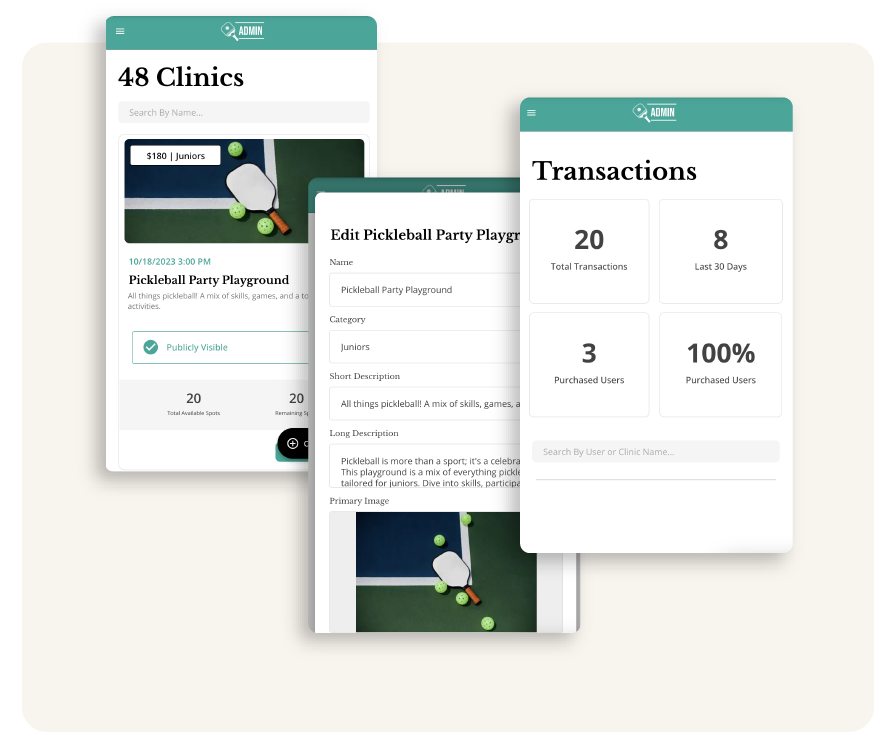 Classes Admin Dashboard Feature Template | Adalo - Build Custom Apps ...
