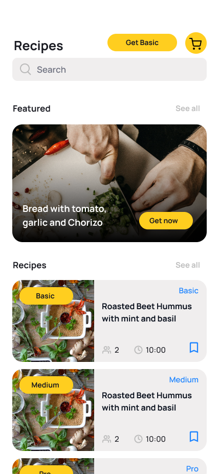 A custom recipe app | Bravo Studio