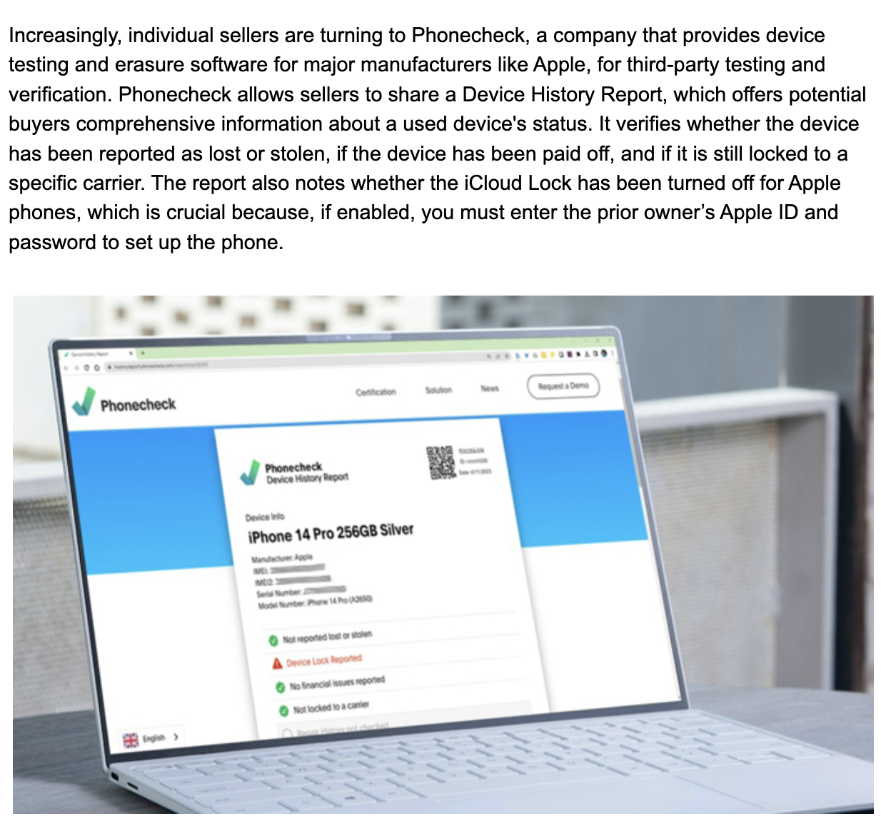 Phonecheck Newsroom ArticlePhonecheck Review: Techlicious