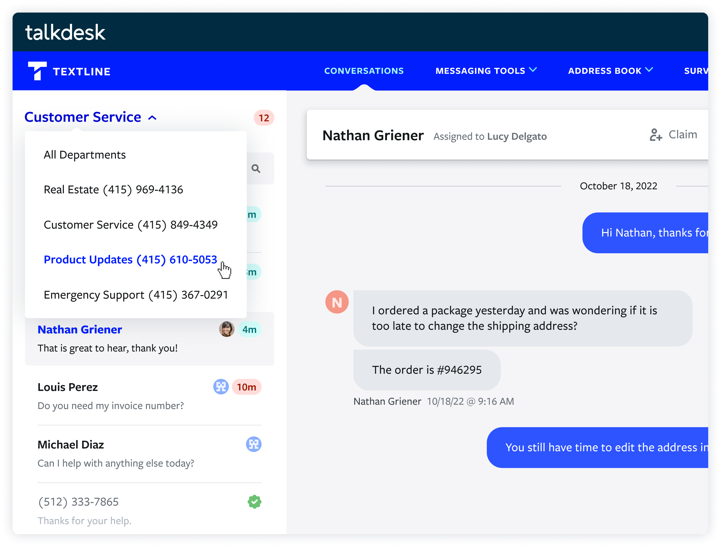 Talkdesk Integration — Business Text Messaging | Textline