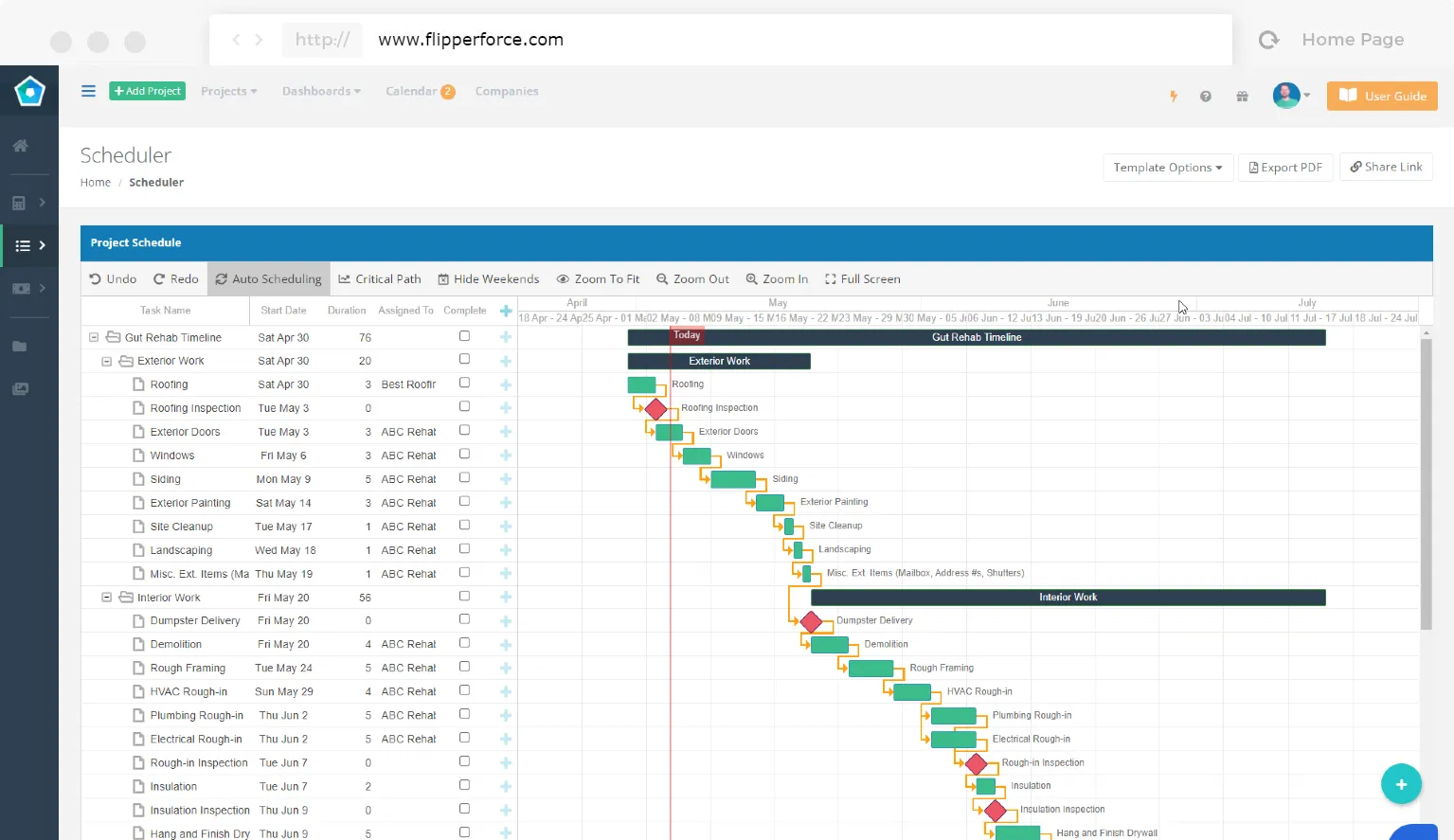 Rehab Project Scheduler | Create Schedules for your Rehabs