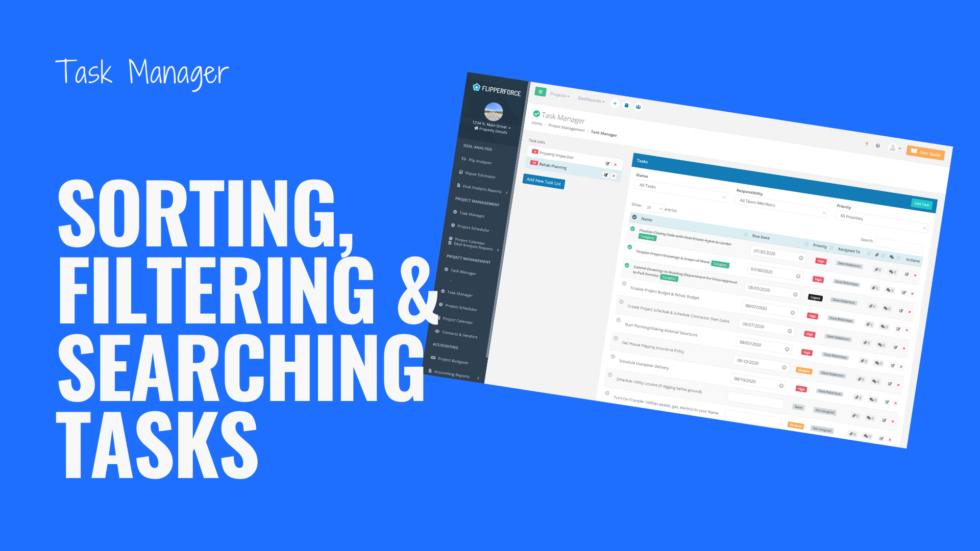 Sorting, Filtering and Searching Tasks | House Flipping Videos