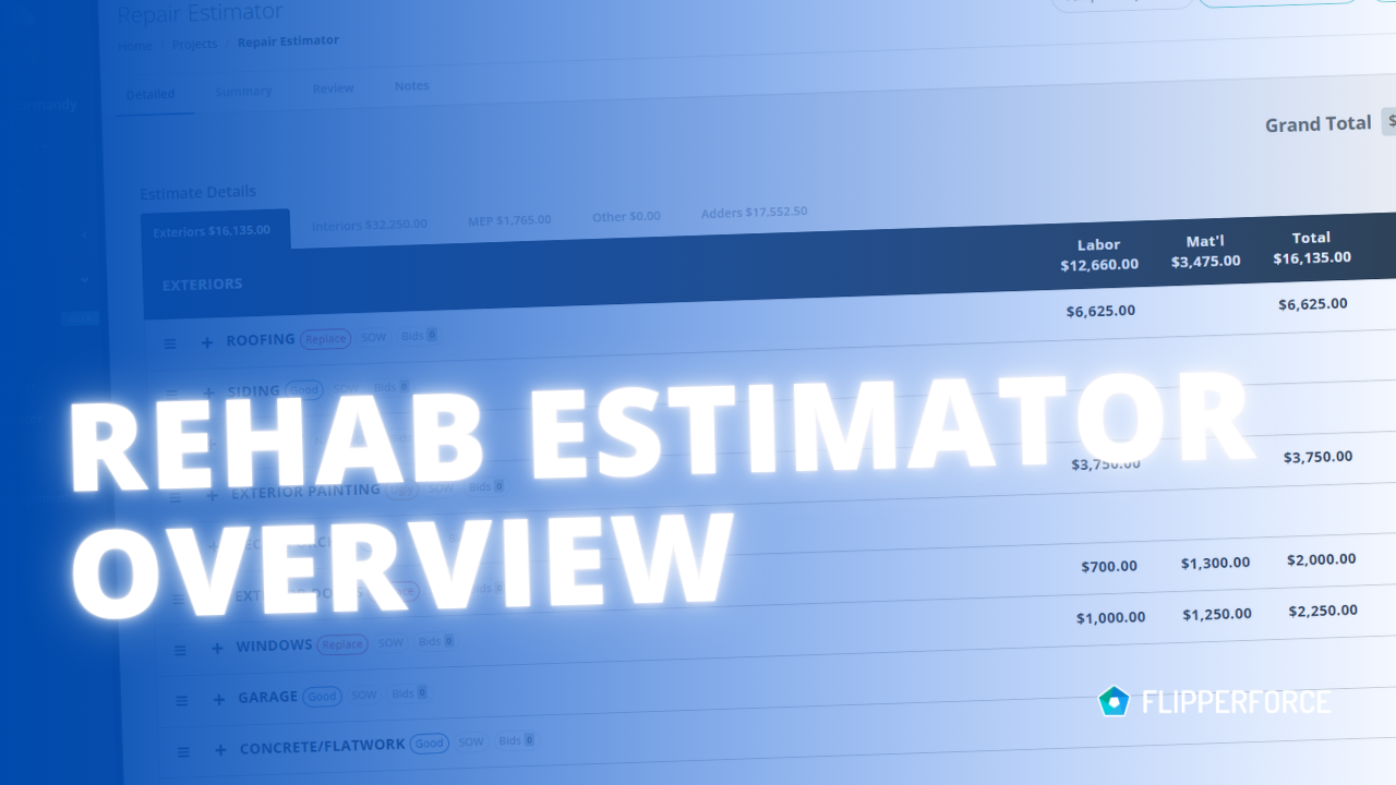 Rehab Repair Estimator Software Basics | House Flipping Videos