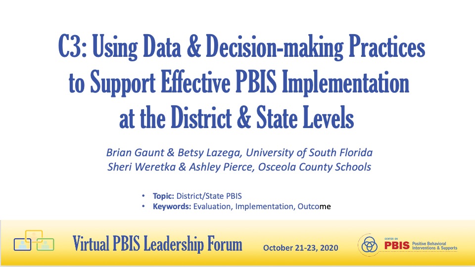 Center on PBIS | Video: [Session C3] PBIS Forum 2020: Using Data ...
