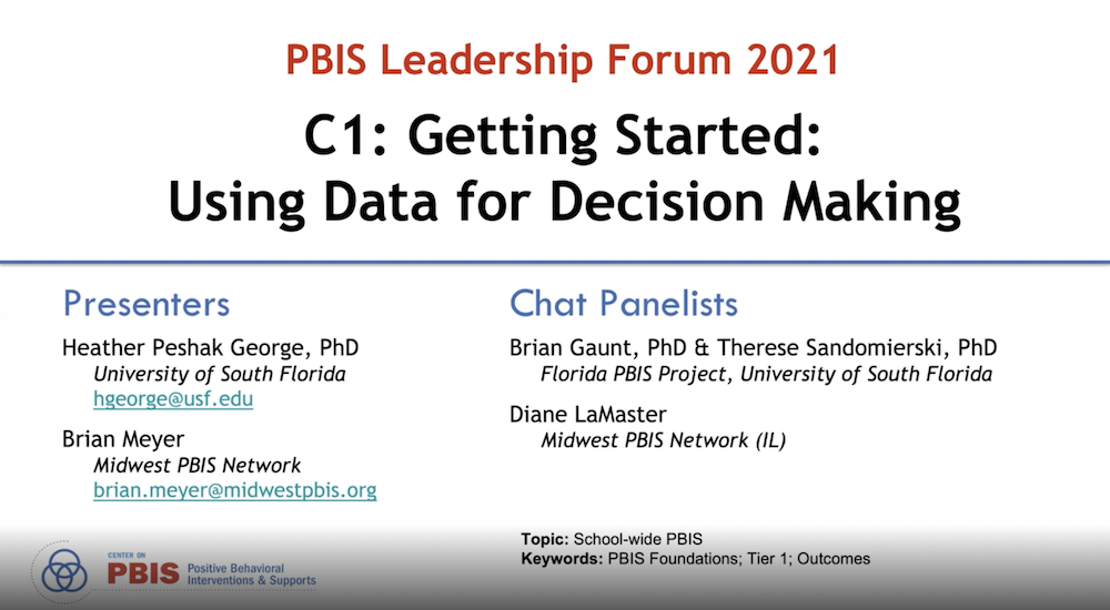 Center on PBIS | Video: [Session C1] PBIS Forum 2021: Getting Started ...