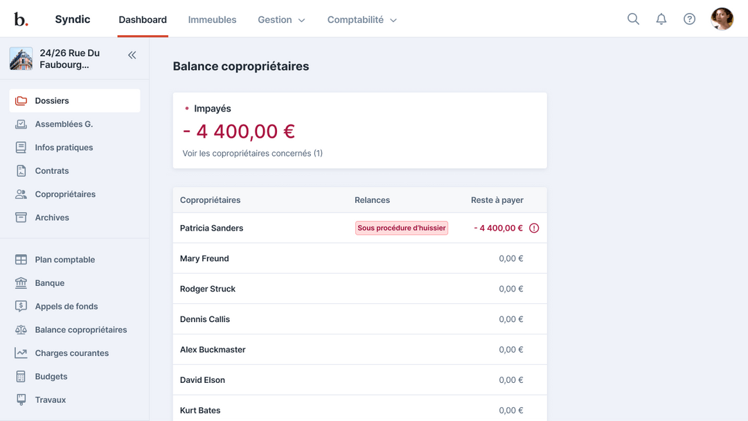 Fonctionnalités Syndic