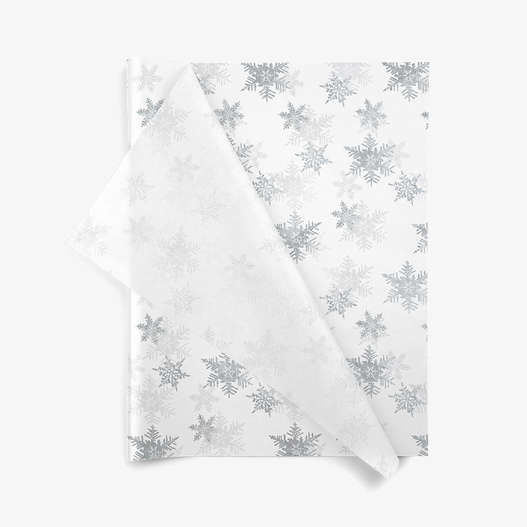 Pearl/Silver Snowflakes Tissue Paper | SatinWrap by Seaman Paper