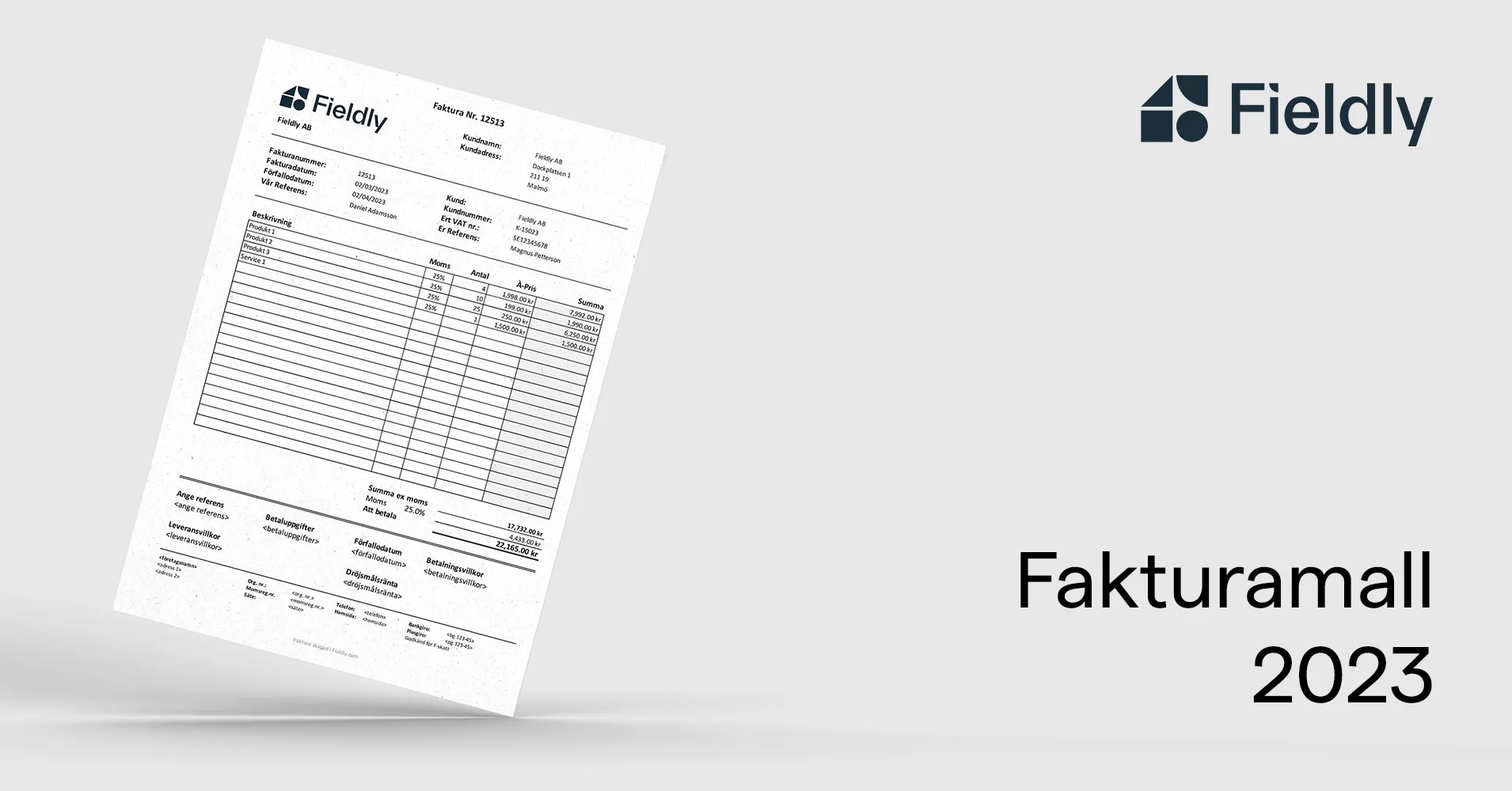 Gratis fakturamall för bygg & installation | Fieldly