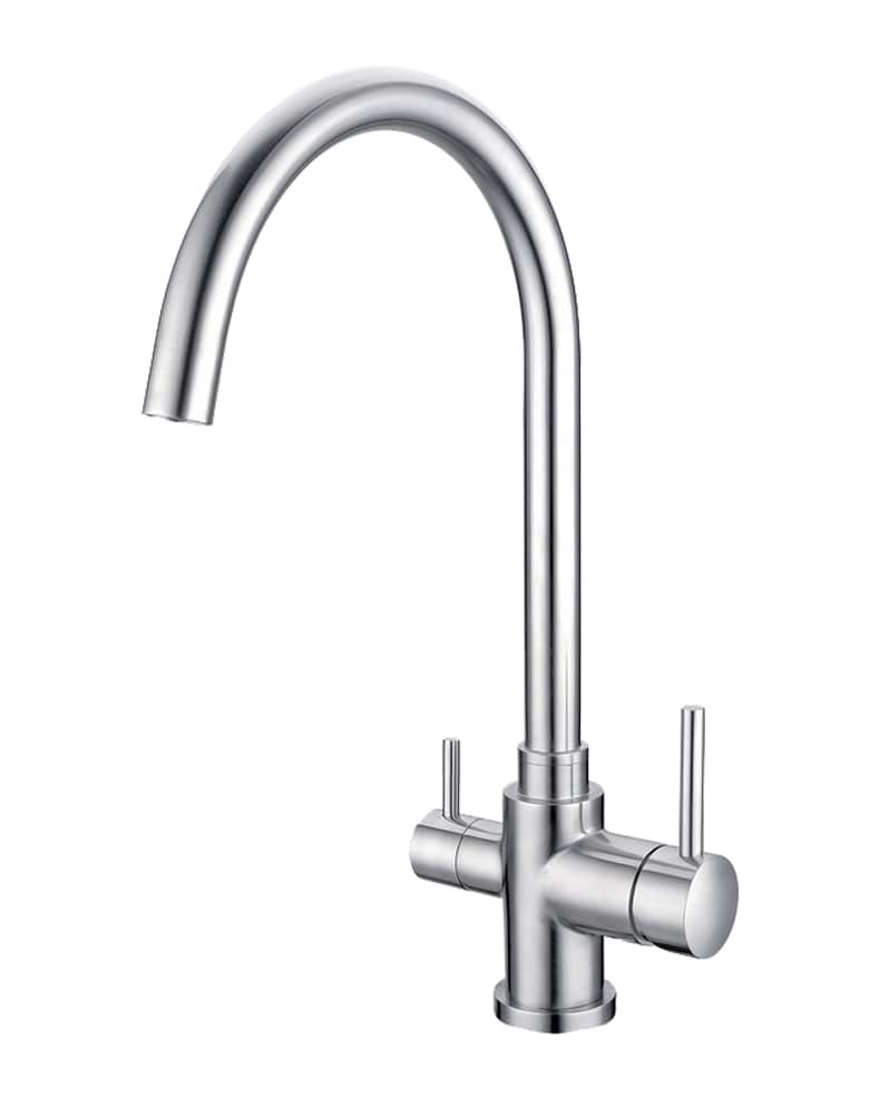 3 Way Mixer Tap High Loop Brushed Stainless Steel | The Water People