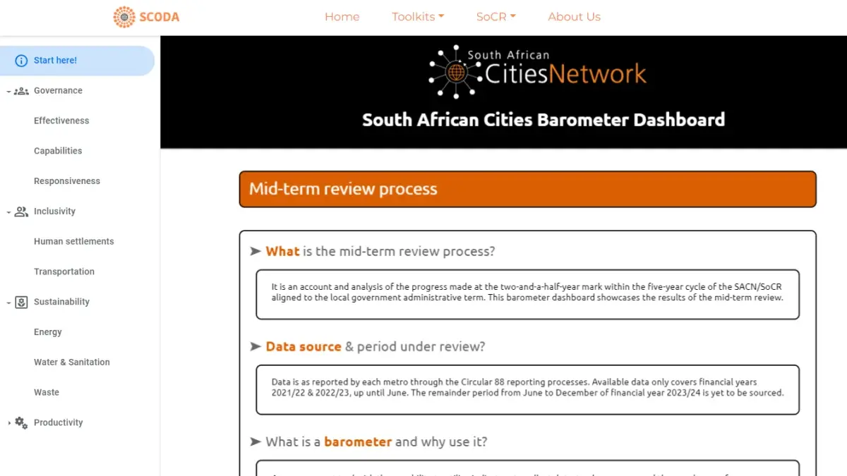 South African Cities Barometer Dashboard | OpenUp