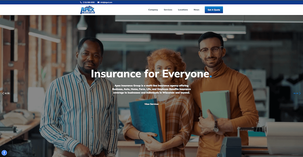 Apex Insurance Group of WI Project | Edwin Marie Web Design