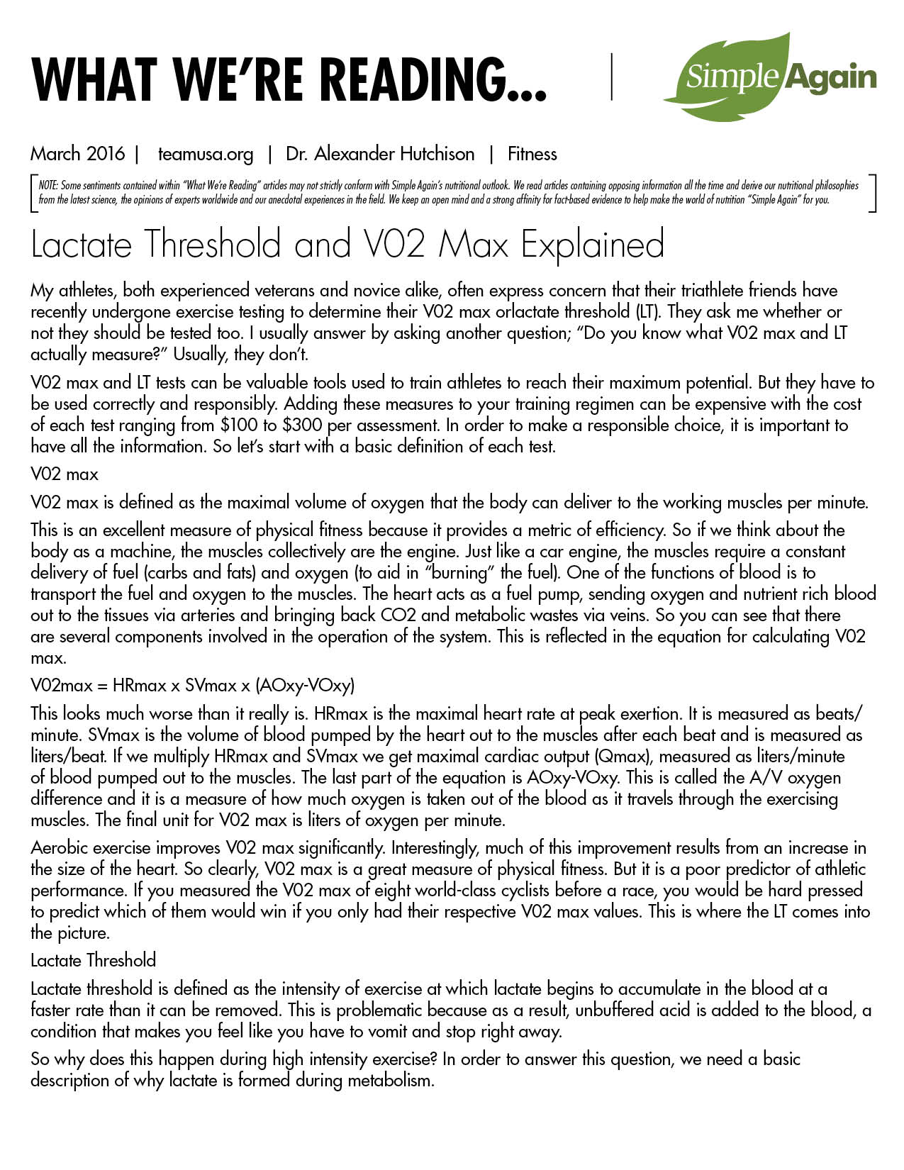 Member's Club | Lactate Threshold and V02 Max Explained
