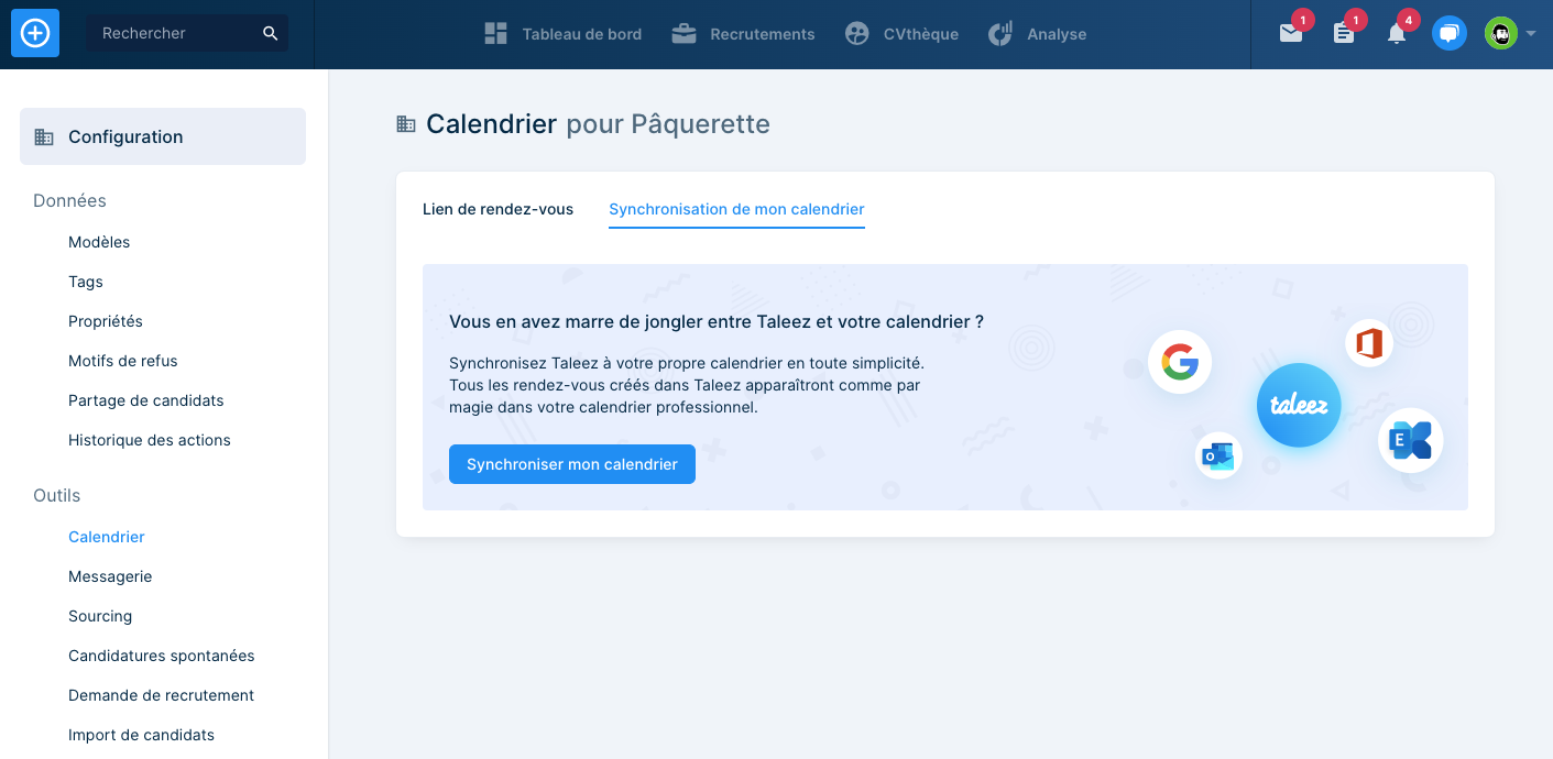 Intégration partenaire : Google Agenda - Taleez