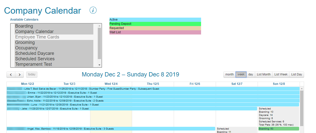 Combined Calendars — Features at PetExec