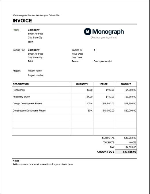 Architect Invoice Template