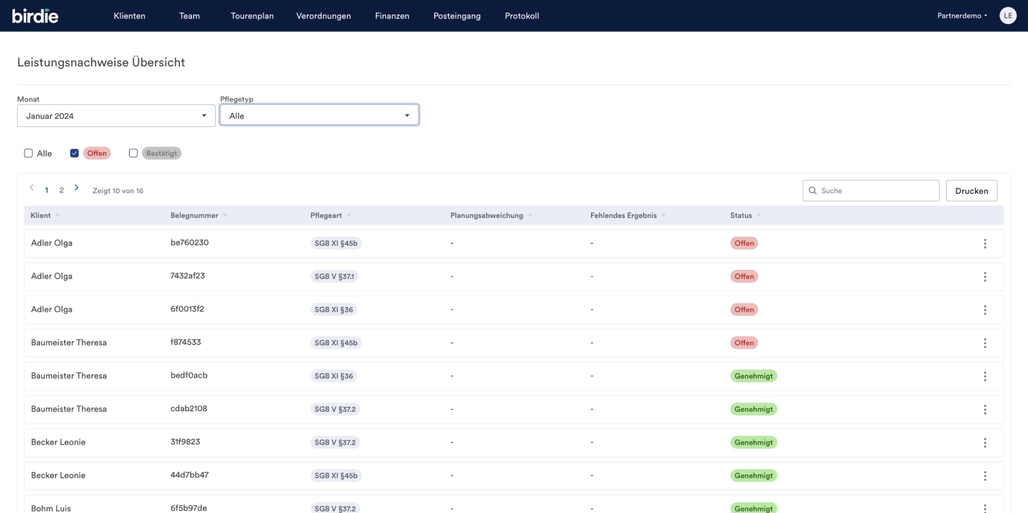 Abrechnung für Pflegedienste | Birdie All-in-One Software