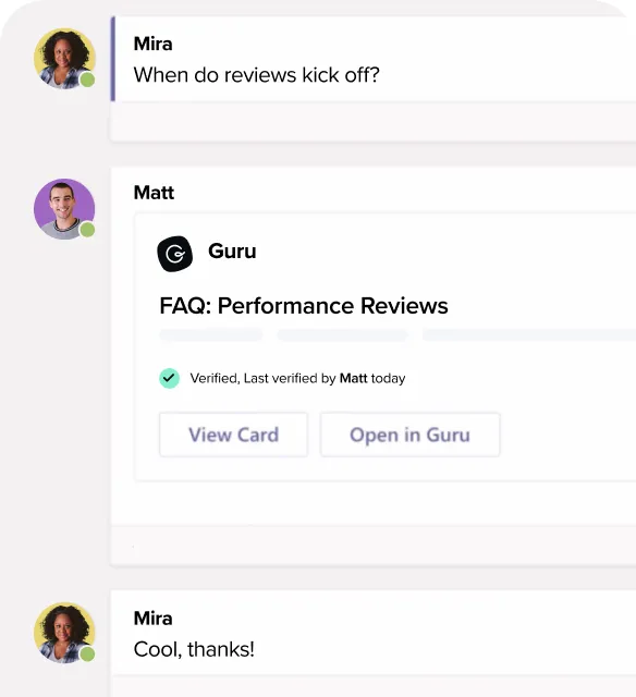 Key Features Of Guru's Knowledge Management Software