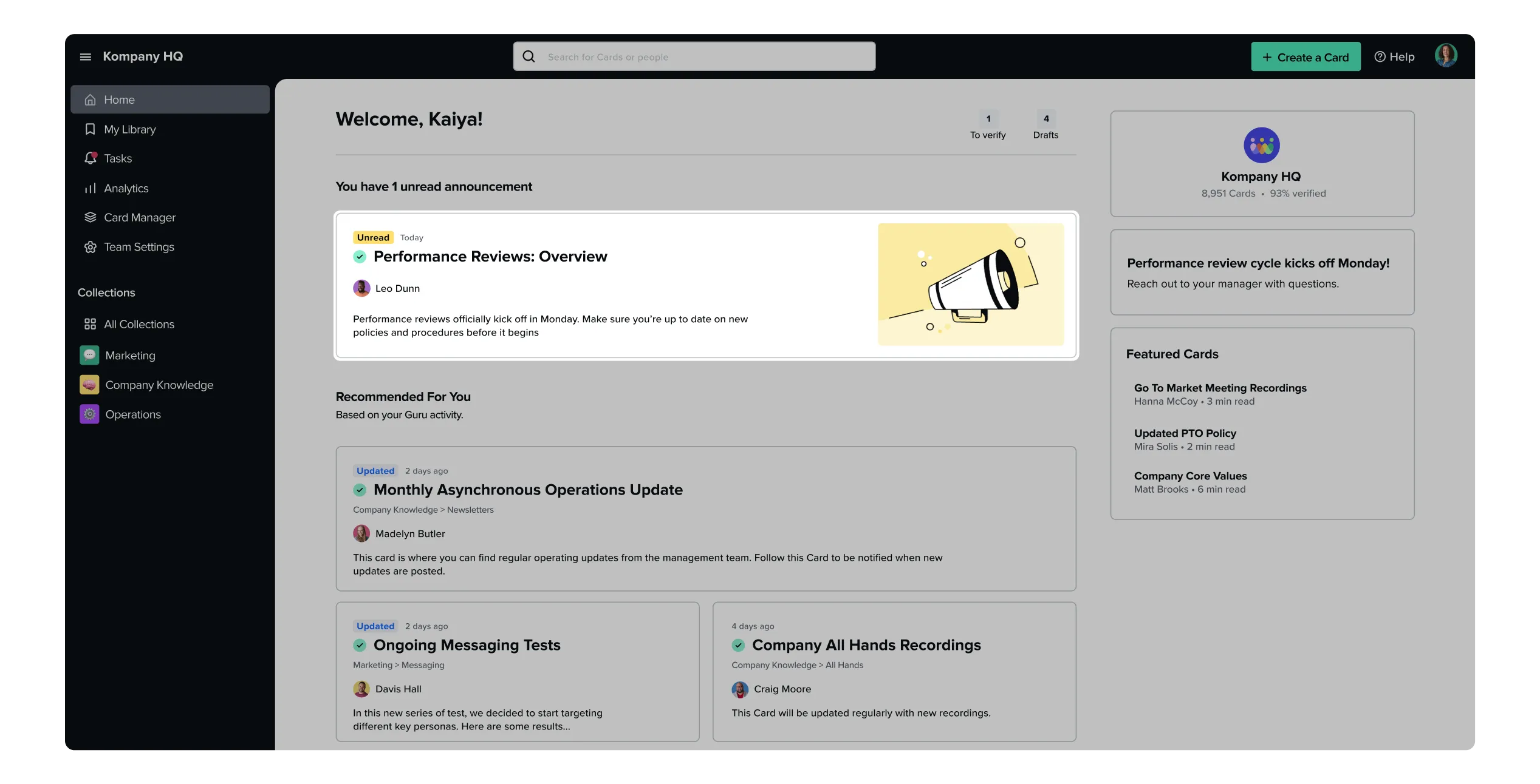 Key Features Of Guru's Knowledge Management Software