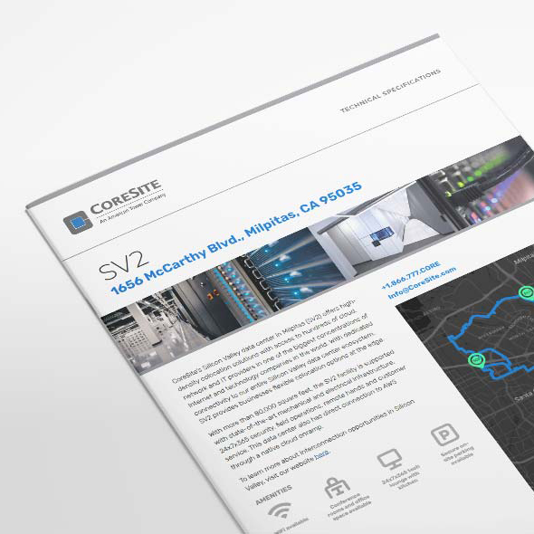 CoreSite Silicon Valley SV2 Spec Sheet | CoreSite