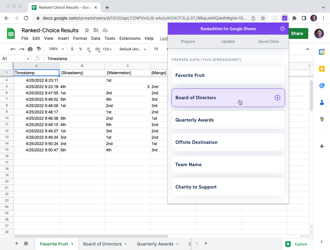 RankedVote: Chrome Extension