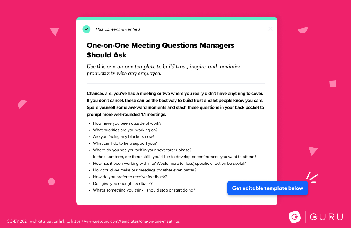 One-on-One Meeting Templates for Crisp, Trust-Building Meetings
