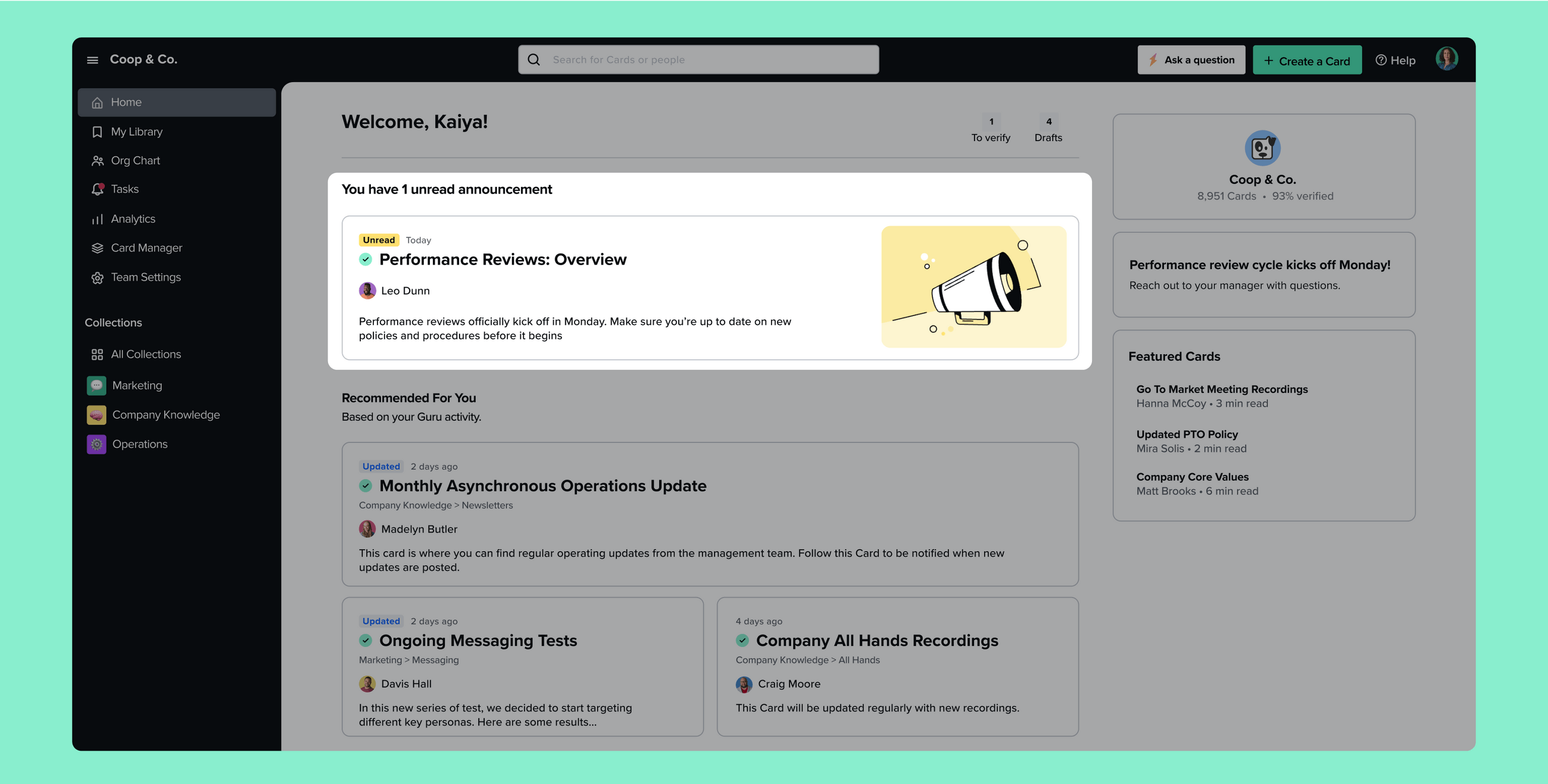 Intranet Announcements Feature