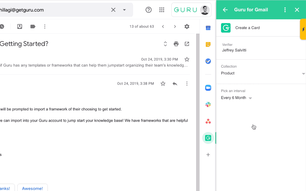 Capture Knowledge From Your Inbox With Guru’s G Suite Add-On | Guru