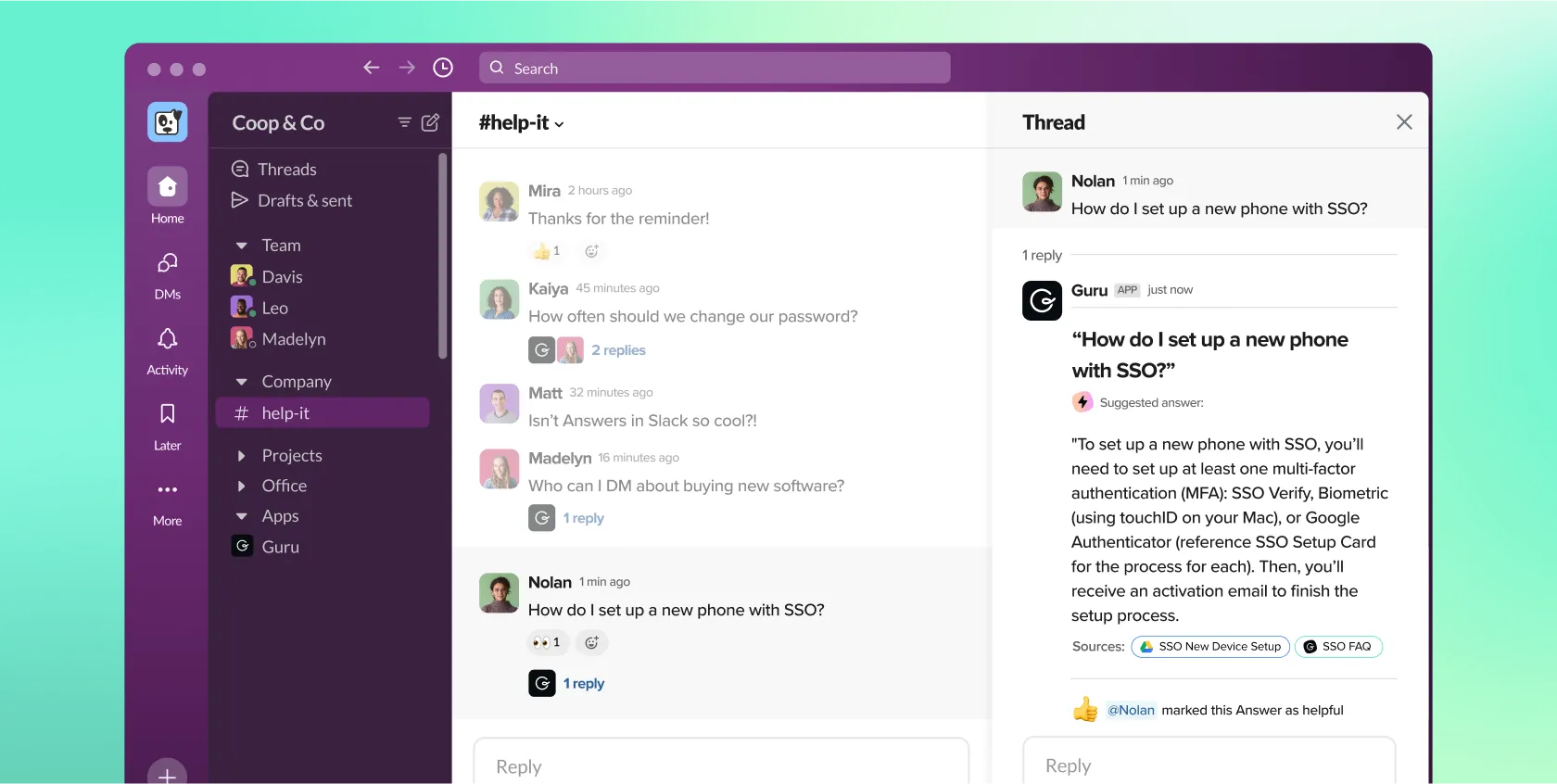 Guru's Slack integrations