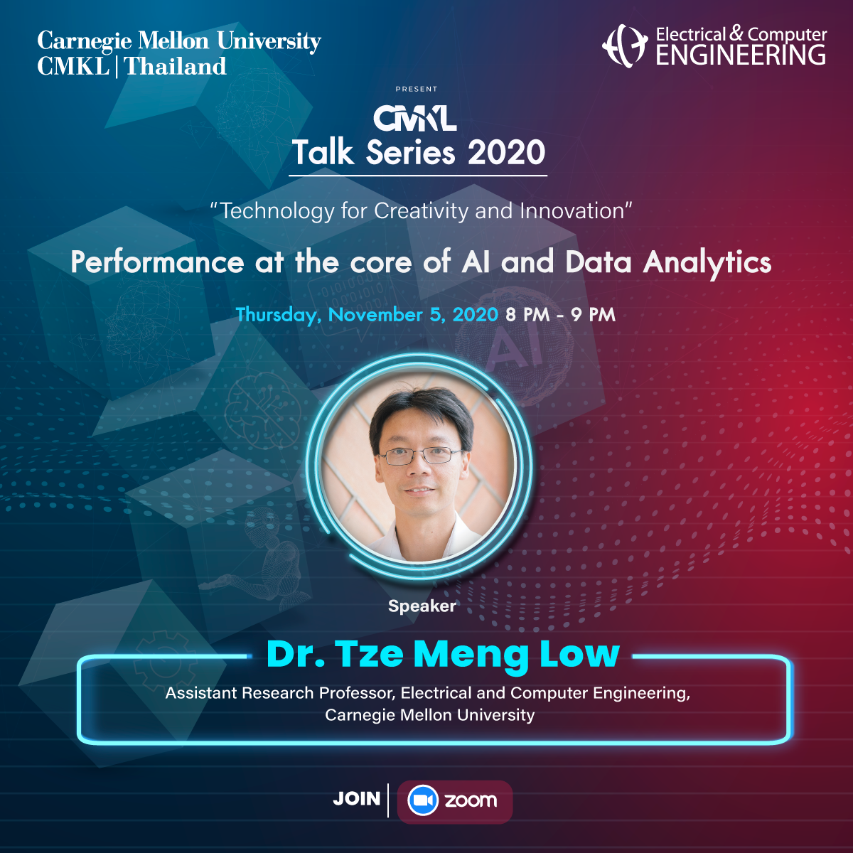 CMKL Talk Series 2020 by Dr. Tze Meng Low, ECE, Carnegie Mellon ...