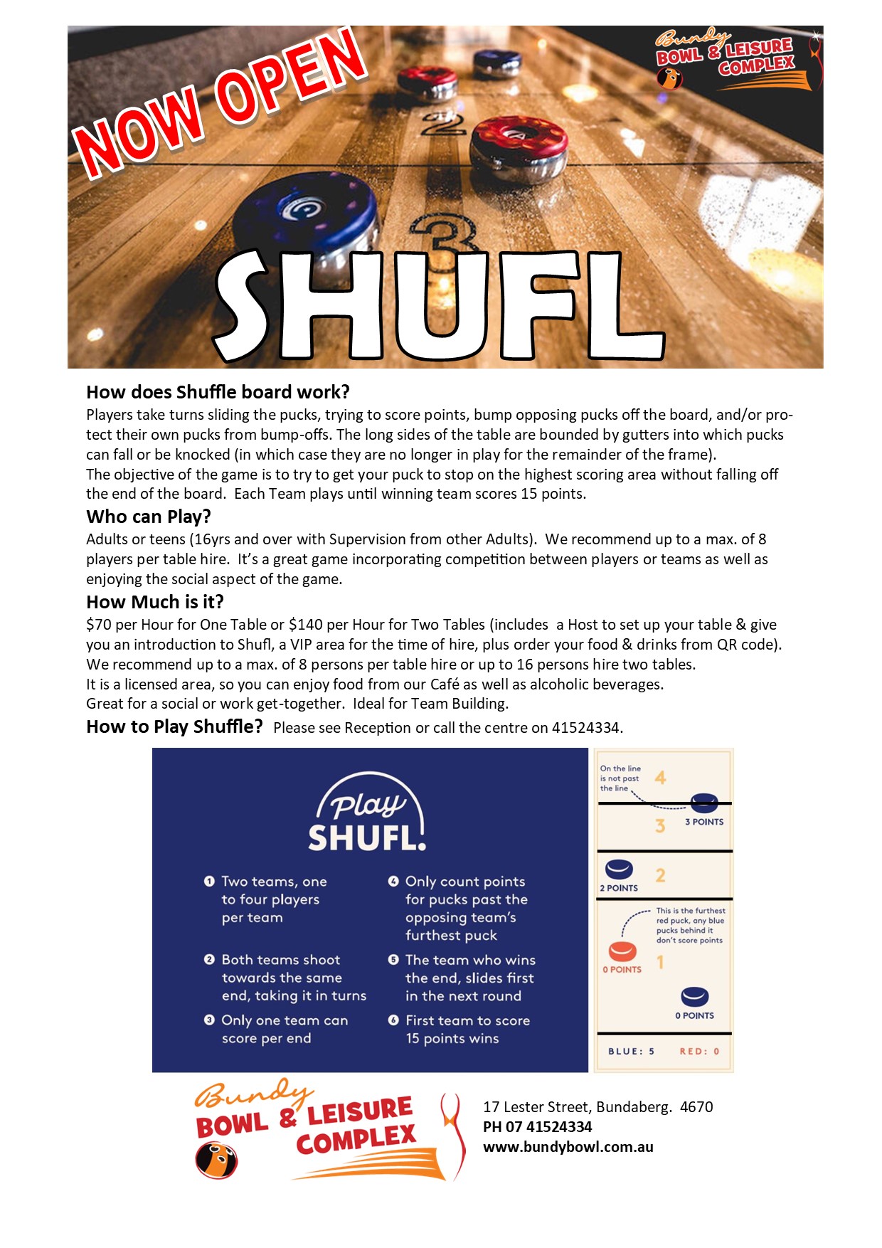 What's On - Bundy Bowl & Leisure Complex