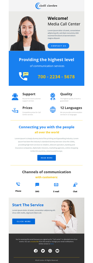 Call Center Email Template | Unlayer