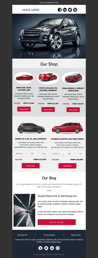 Automobile Email Template | Unlayer