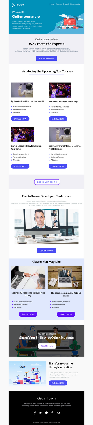Online Courses Email Template | Unlayer