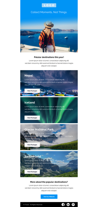 Travel Destinations Email Template | Unlayer