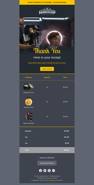 Barber Shop Promotion Email Template | Unlayer