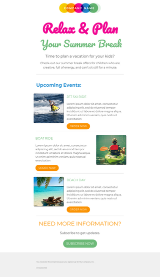 Summer Break Email Template | Unlayer