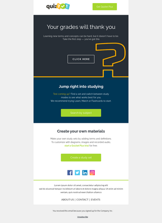 Quiz Time Email Template | Unlayer