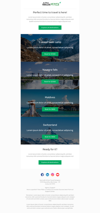 Travel Packages Email Template | Unlayer