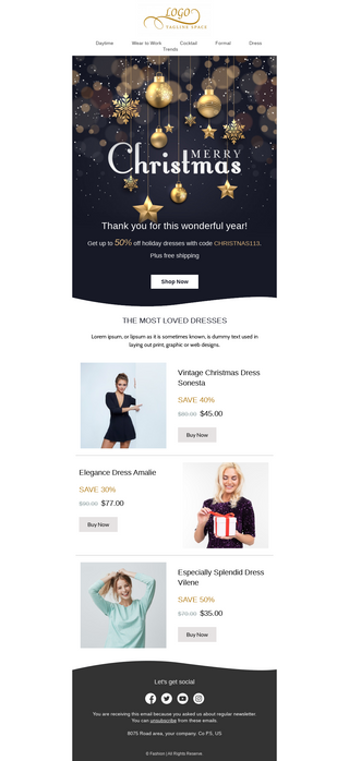 Christmas Mega Sale Email Template | Unlayer