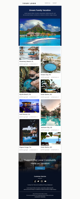 Vacation Email Template | Unlayer