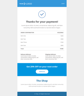 Receipt Email Email Template | Unlayer