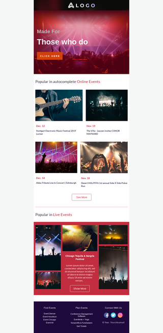 Online Music Event Email Template | Unlayer