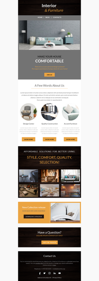 Interior Furniture Email Template | Unlayer