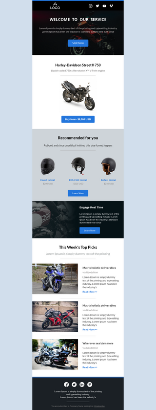 Motorbikes Email Template | Unlayer