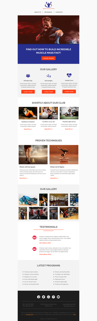 Sports Club Email Template | Unlayer