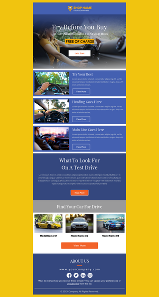 Test Drive Email Template | Unlayer