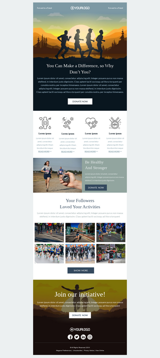 Marathon Fundraising Email Template | Unlayer