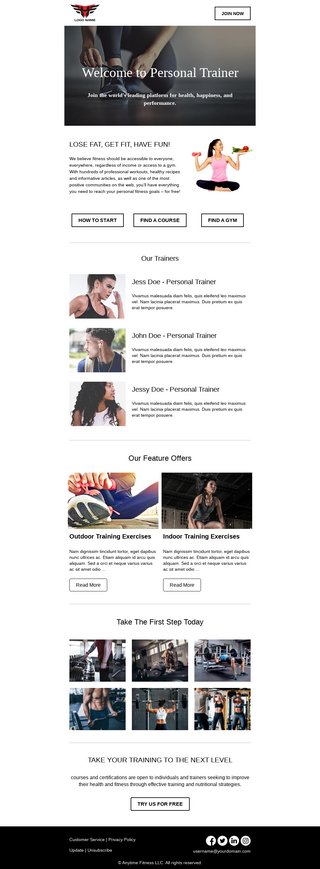 Personal Trainer Email Template | Unlayer