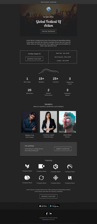 Global Festival Email Template | Unlayer